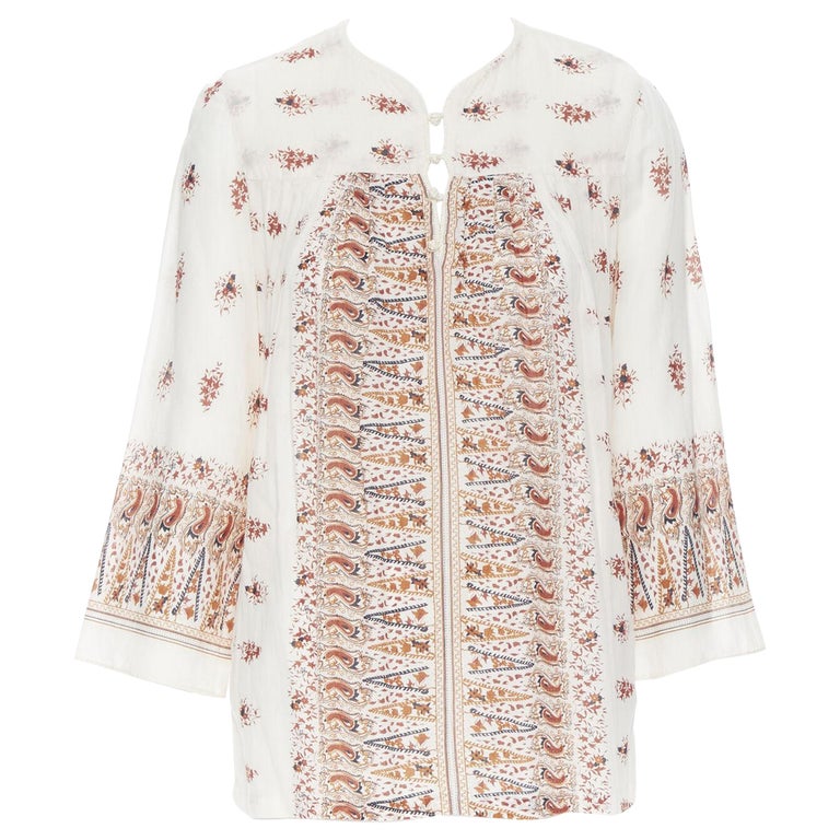 APC vintage paisley cotton print pleated bohemian casual top S For Sale ...