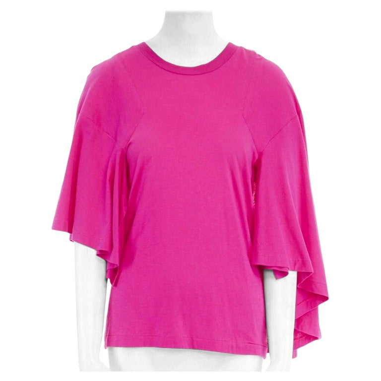 TOGA PULLA pink cotton asymmetric flutter cape sleeves t-shirt top JP1 ...