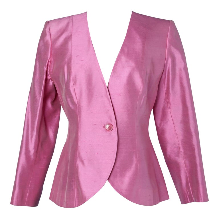 Shocking pink silk jacket Yves Saint Laurent Variation at 1stDibs
