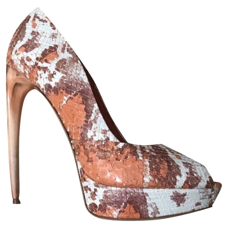 Alexander McQueen Python Leather Platform Shoes 40 - 10 For Sale at 1stDibs
