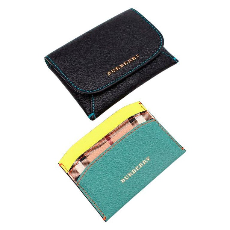 Burberry Multicolour Leather Card Holder and Black Coin Purse For Sale ...