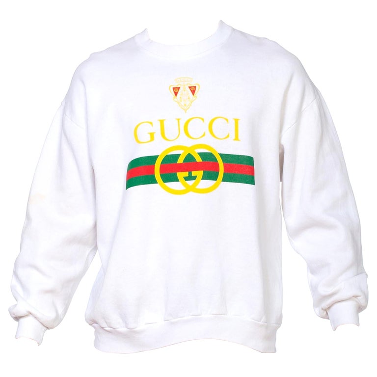1980S BOOTLEG GUCCI Poly/Cotton Logo Sweatshirt Top at 1stDibs