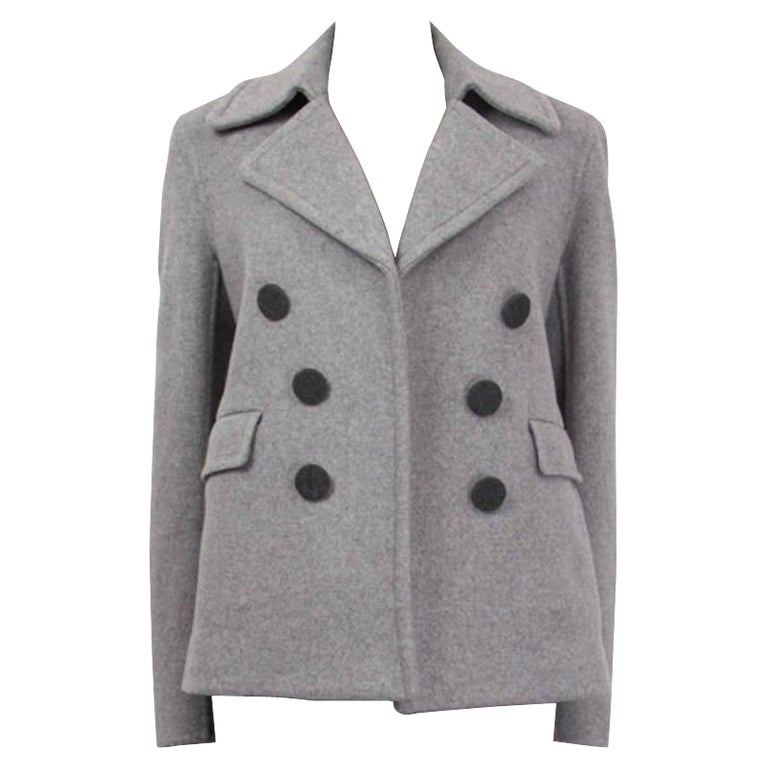 CELINE light grey cashmere OPEN PEACOAT Coat Jacket 38 S For Sale at ...