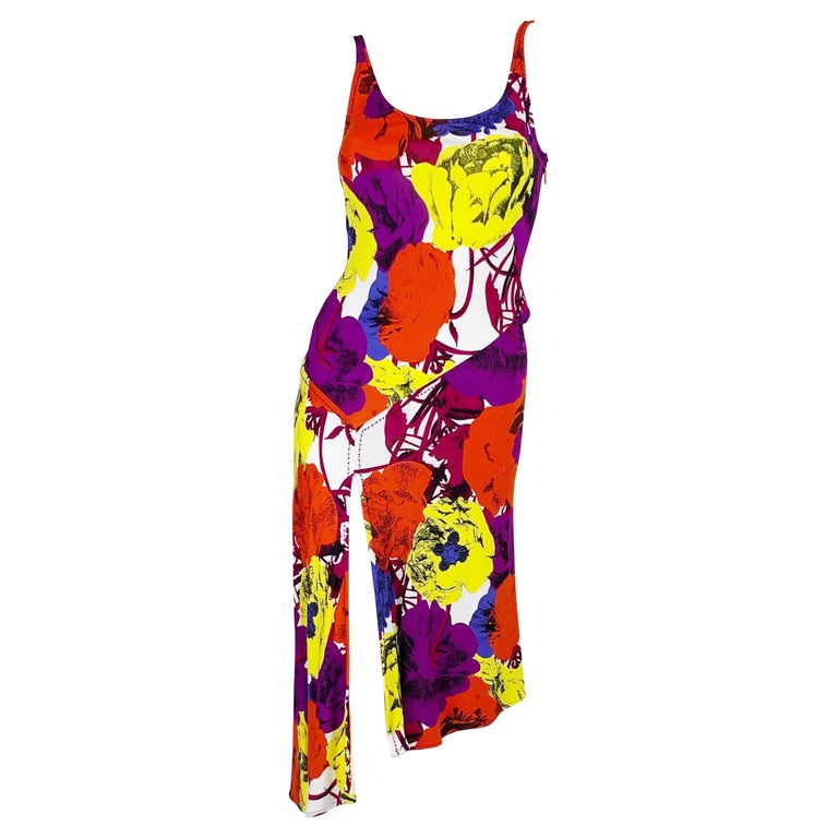 Versace Spring 2002 Floral Dress at 1stDibs