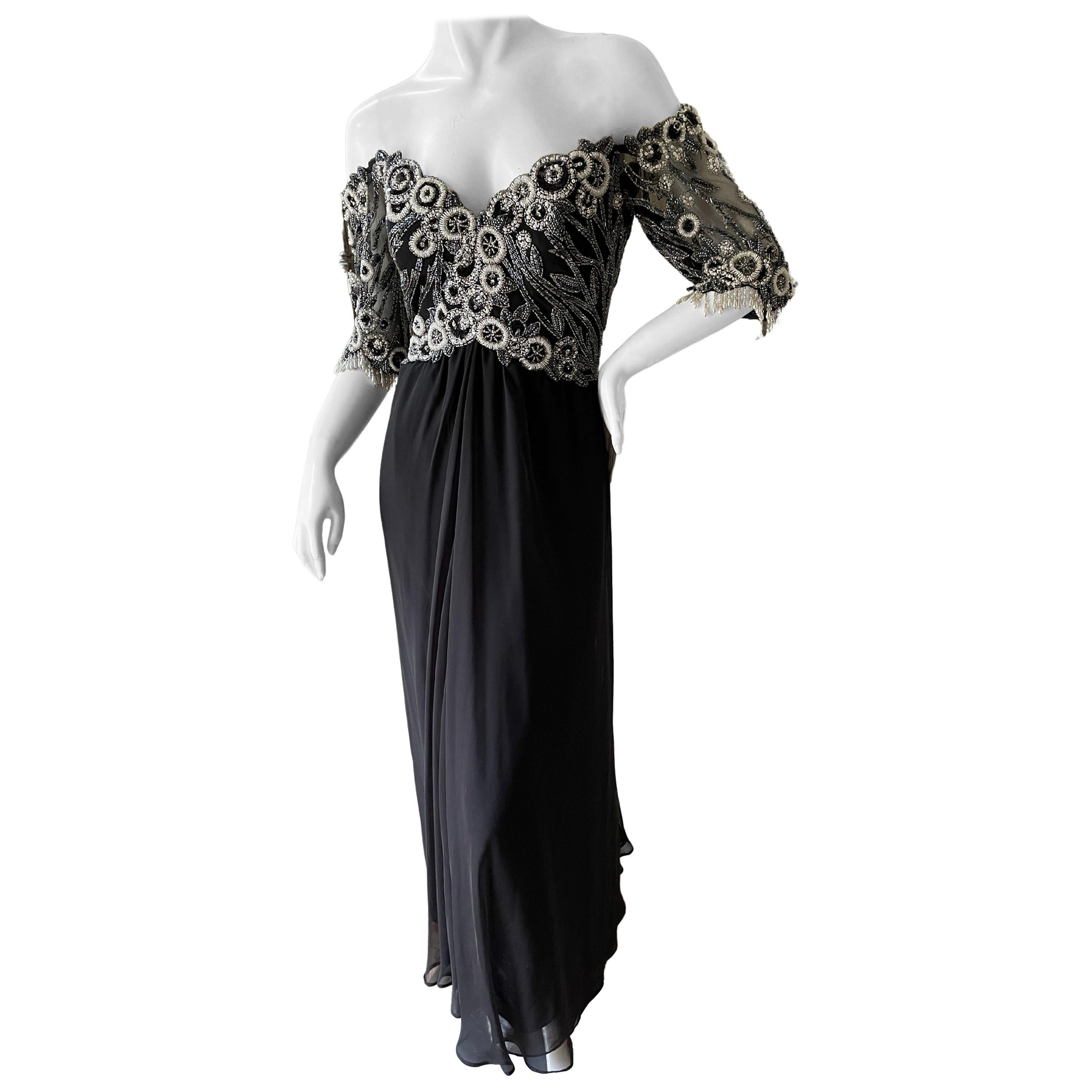 Vintage Bob Mackie Fully Beaded long Sleeve Gown 1980s Rare ...