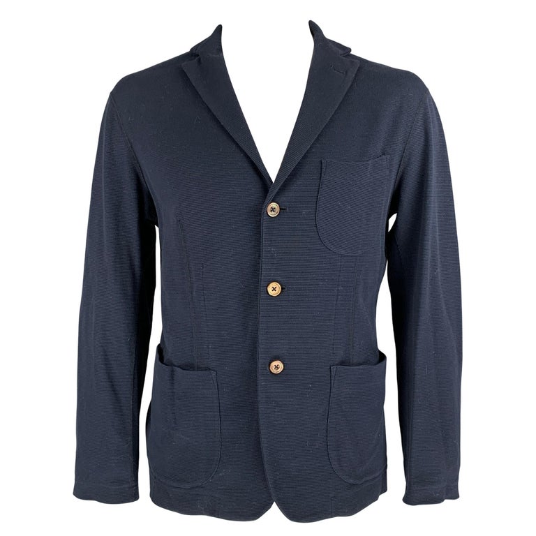45rpm Size XL Navy Cotton Notch Lapel Jacket For Sale at 1stDibs