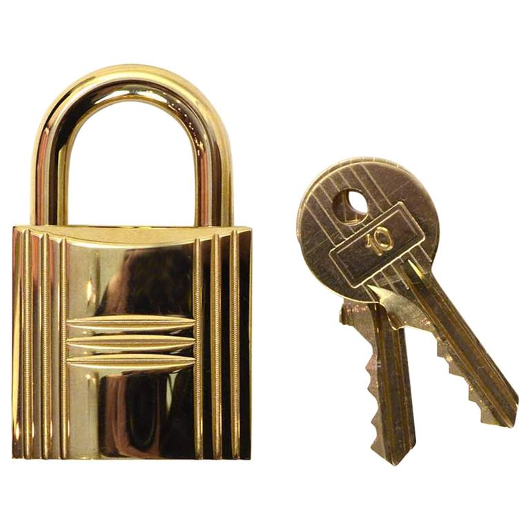 Hermes Large Gold Padlock and Keys at 1stDibs