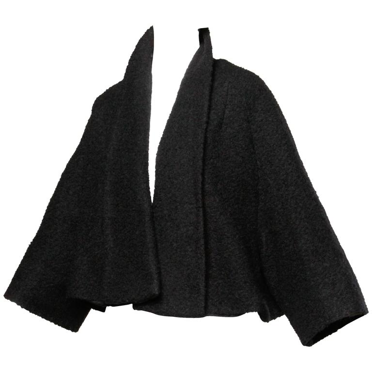 1950s Vintage Black Boucle Wool Capelet or Jacket at 1stDibs