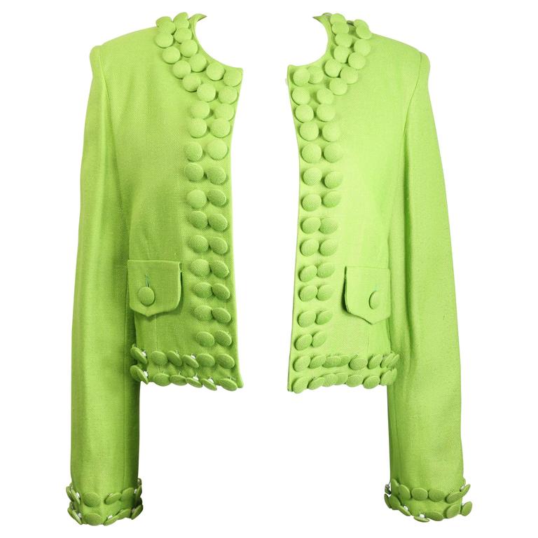 Moschino Cheap and Chic Green Buttons Cropped Jacket For Sale at 1stDibs