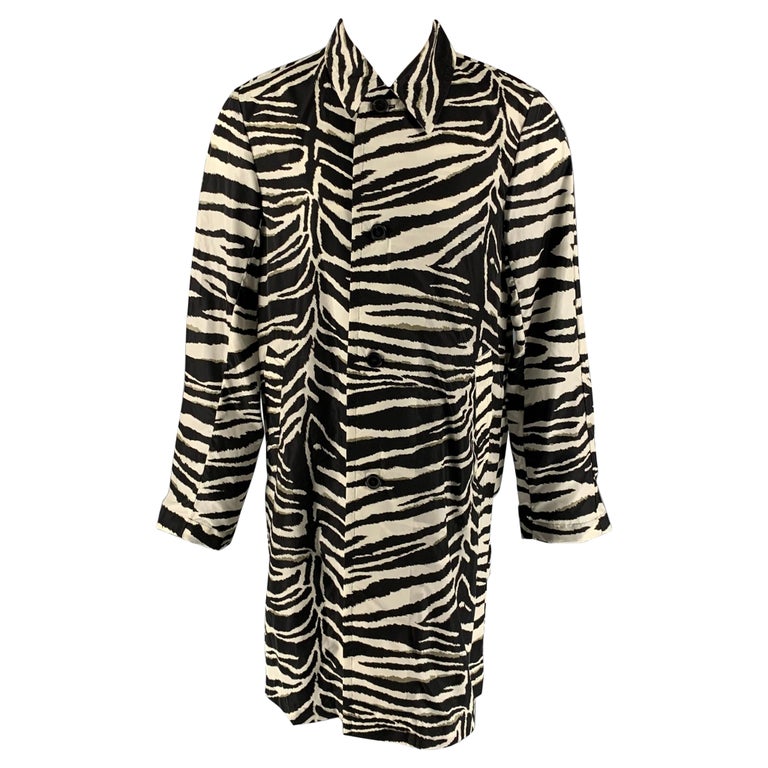DRIES VAN NOTEN SS 20 Size 36 Black and White Zebra Polyamide Coat For ...