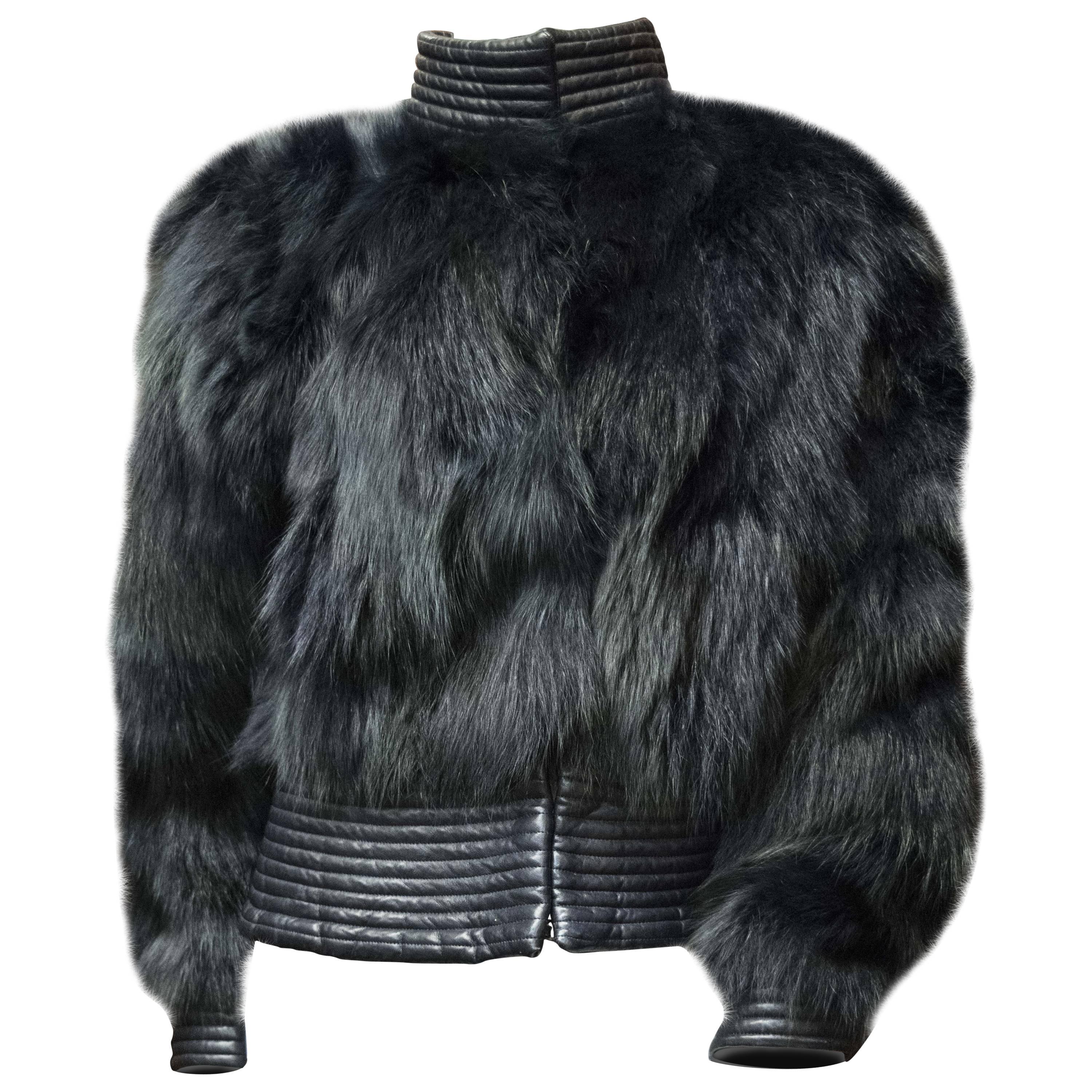 1980s Navy Blue Fox Fur Jacket at 1stDibs