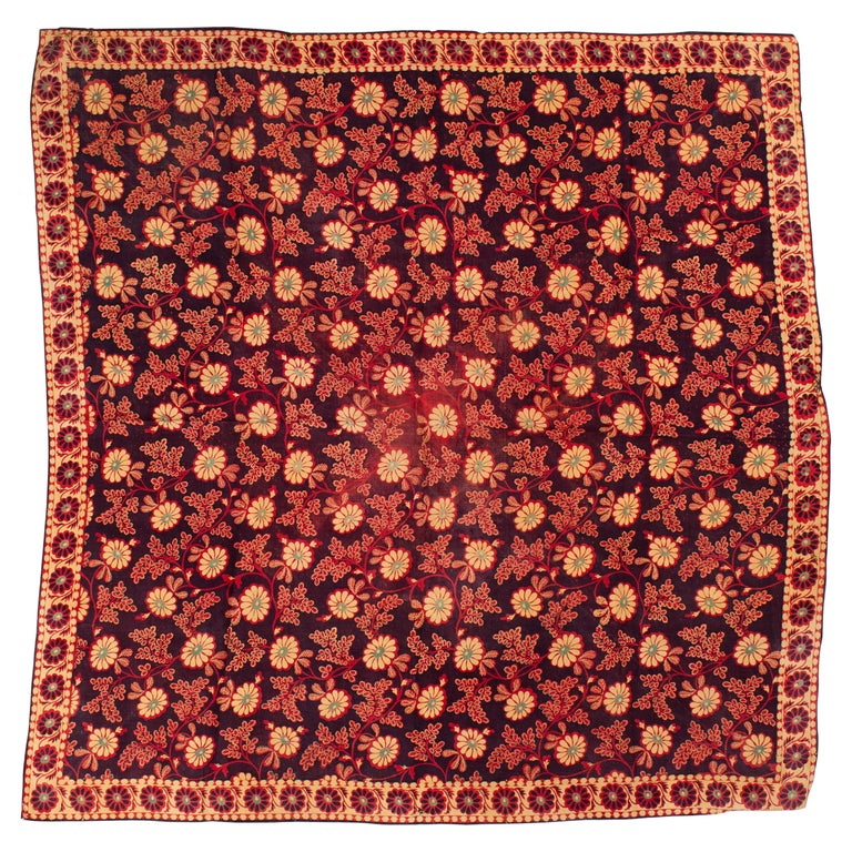 1920S Organic Cotton Antique Vegetable Dyed Scarf For Sale at 1stDibs