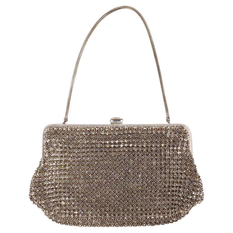 1960S Silver Rainbow Reflective Cyrstals Purse Comes With Mirror at 1stDibs