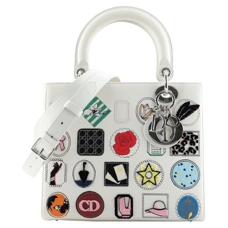 Christian Dior Lady Dior Bag Patch Embellished Leather Medium at 1stDibs