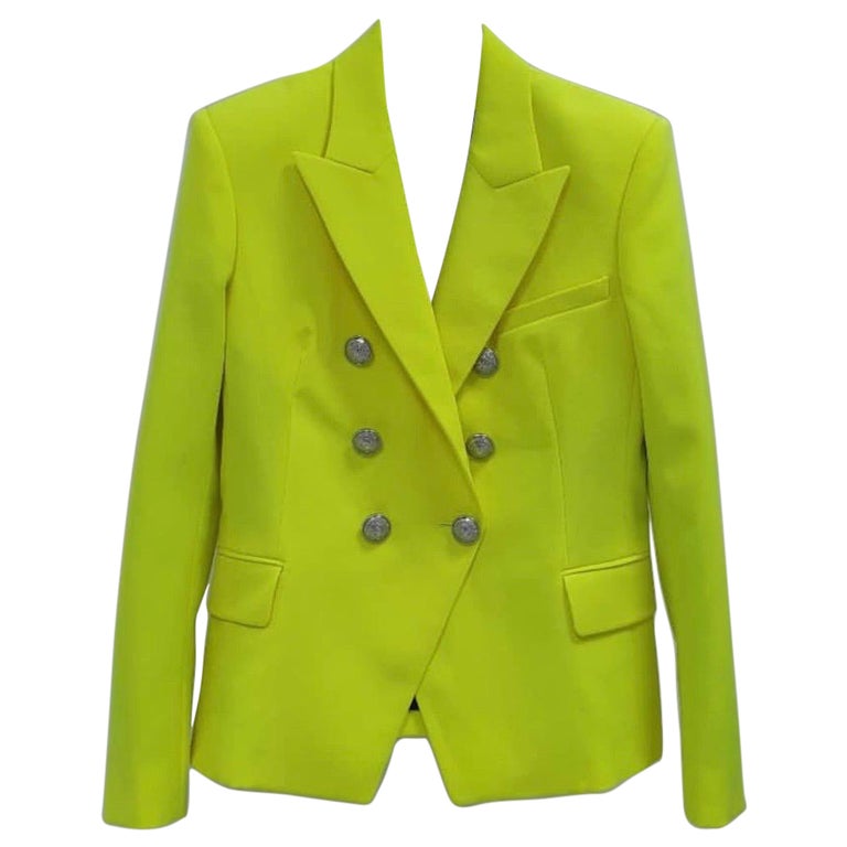 BALMAIN Double Breasted Neon Blazer For Sale at 1stDibs