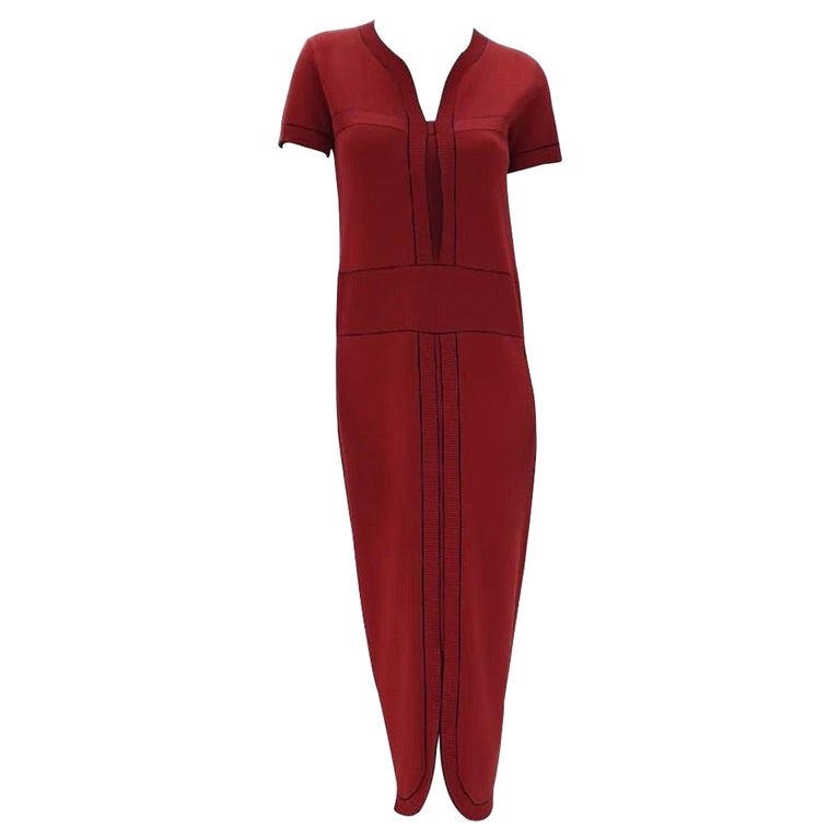CHANEL 2014 Red Midi Dress at 1stDibs