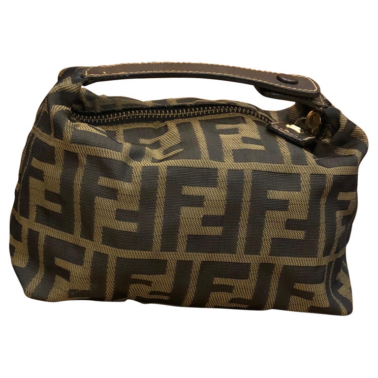 1990s Vintage FENDI Brown Zucca Jacquard Mini Pouch Handbag at 1stDibs
