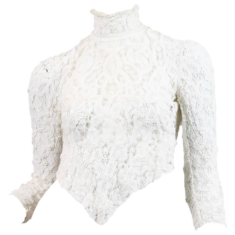 1890s Victorian Handmade Lace Blouse at 1stDibs
