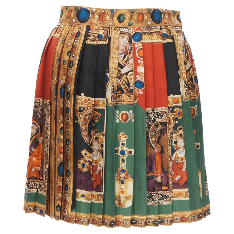 VERSACE 2018 Tribute Icons 1991 Runway Byzantine print pleated mini ...