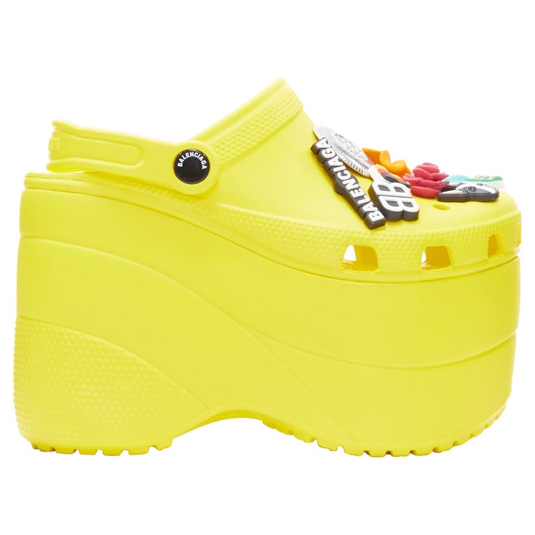 BALENCIAGA CROCS Sandales compensées rares jaune logo gibbet EU35 ...