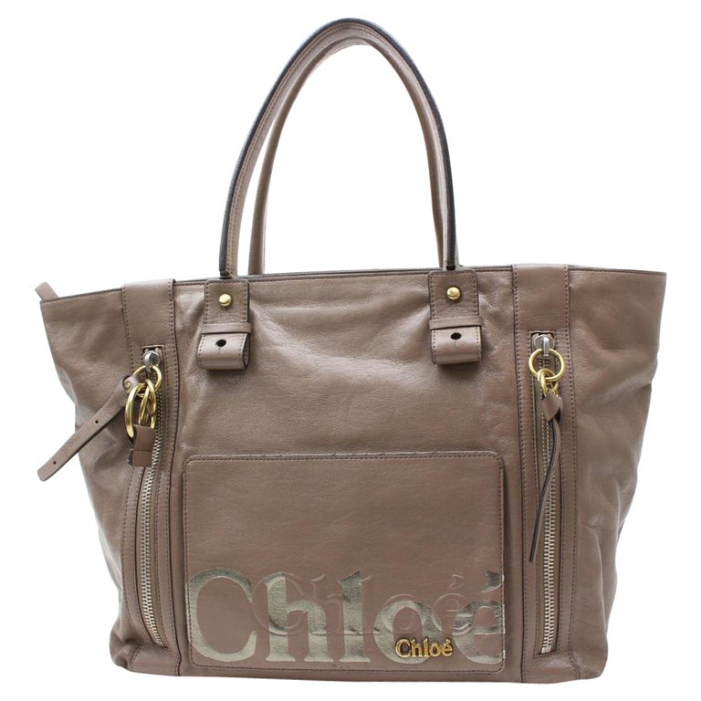 Chloé Chloé Large Zip Shopper Tote 869608 Brown Leather Shoulder Bag ...