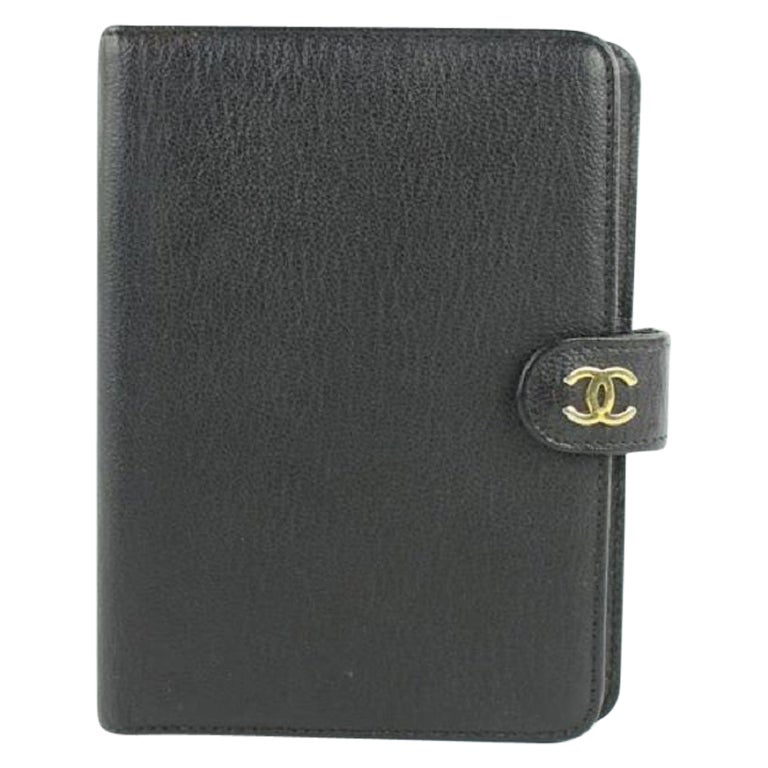 Chanel Black Leather CC Logo Agenda Cover 15cz1002 at 1stDibs