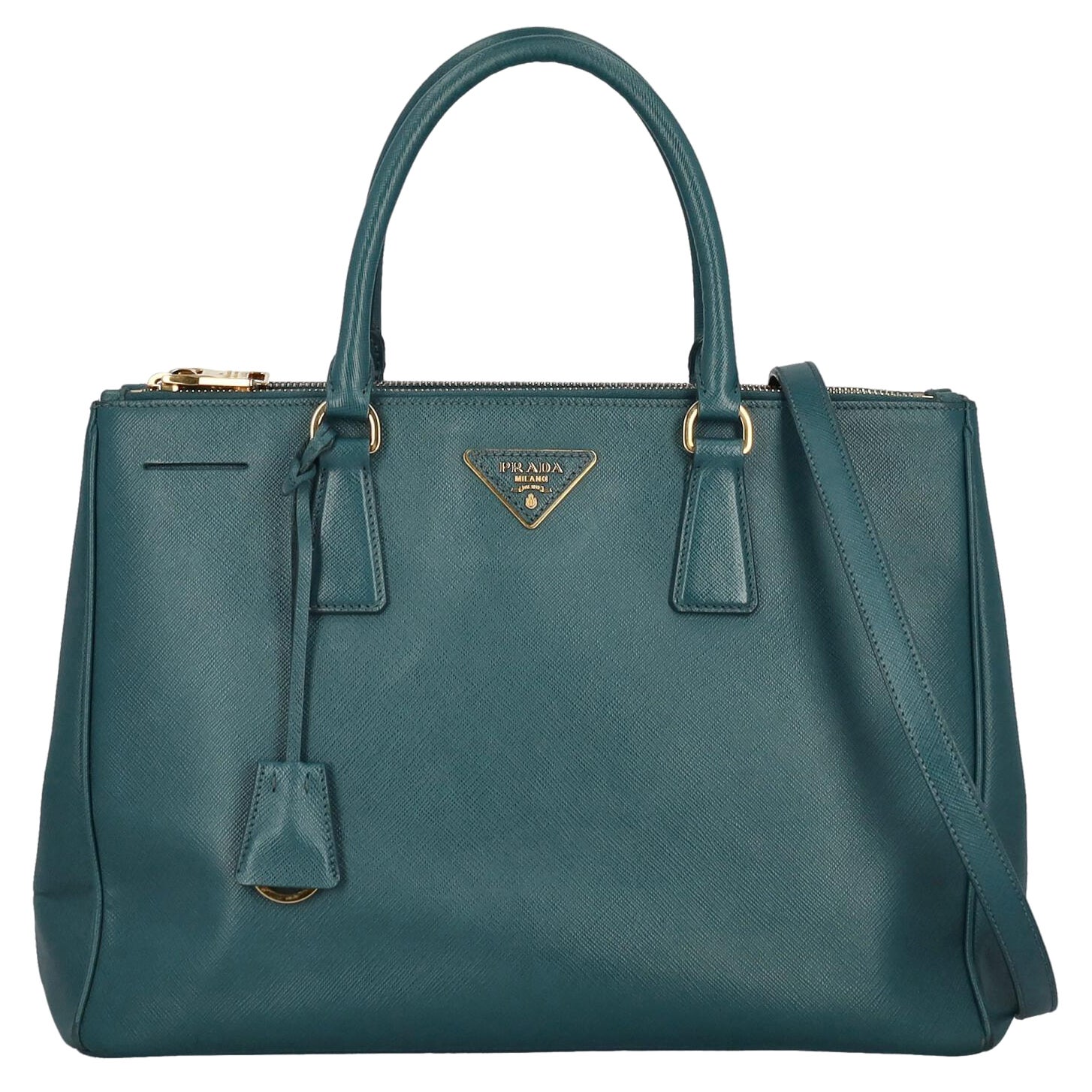 Prada Women Handbags Galleria Green Leather For Sale at 1stDibs