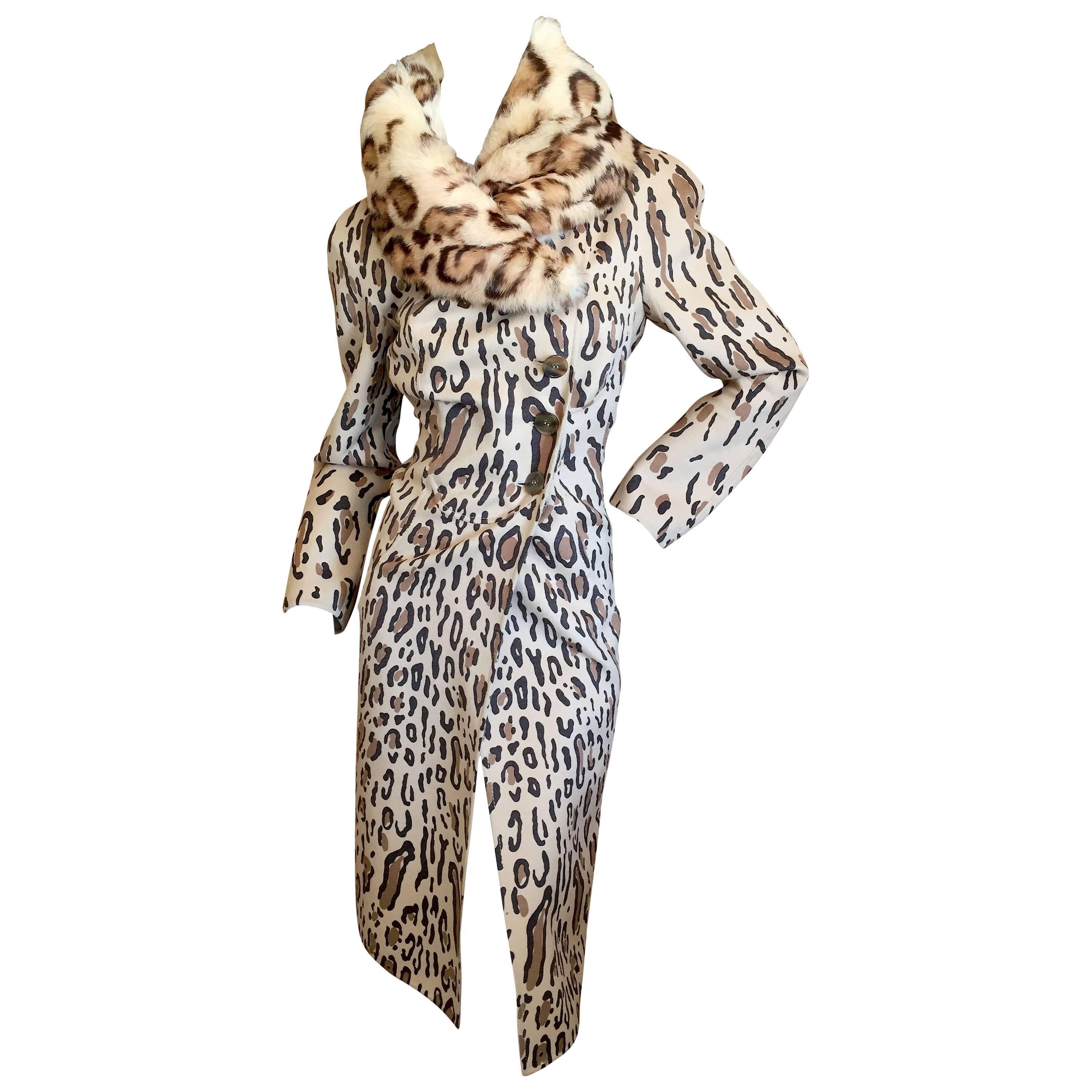 Valentino Leopard Print Spring Coat with Fur Collar at 1stDibs