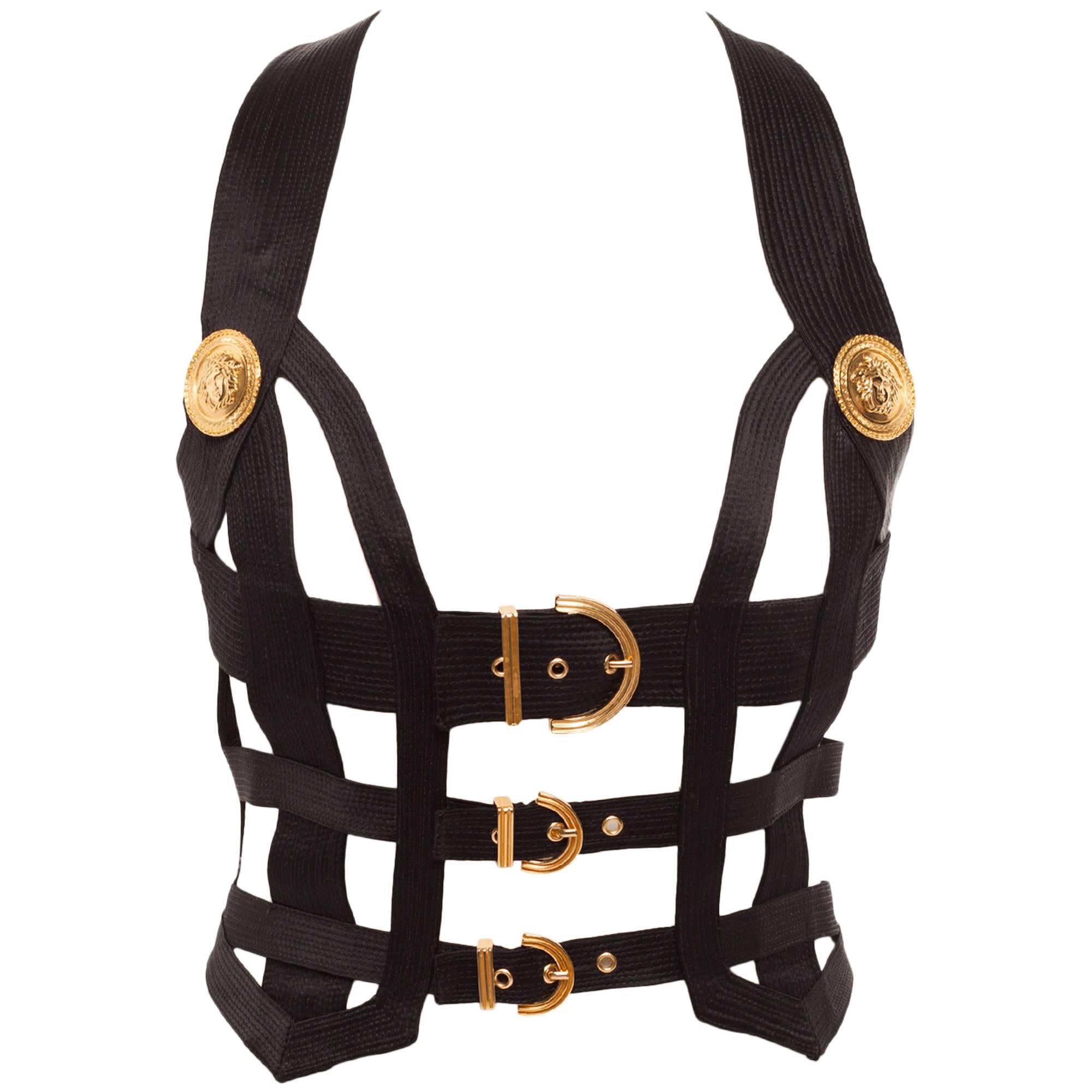 Vintage 92 Gianni Versace Couture Bondage Bustier, Sz. XS at 1stDibs