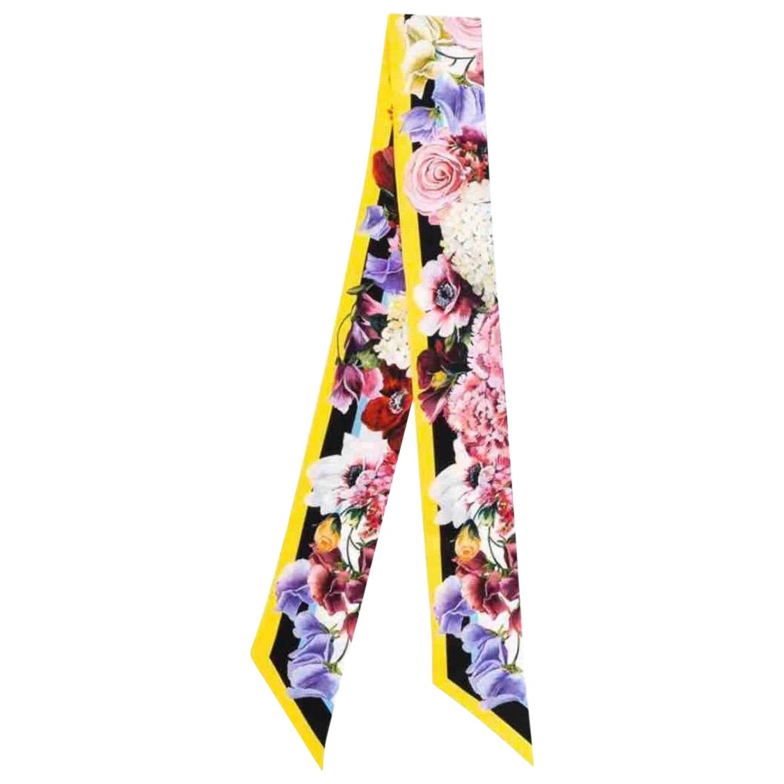 HERMES "Twilly" Chartreuse Scattered Signature Print Silk Skinny Scarf ...