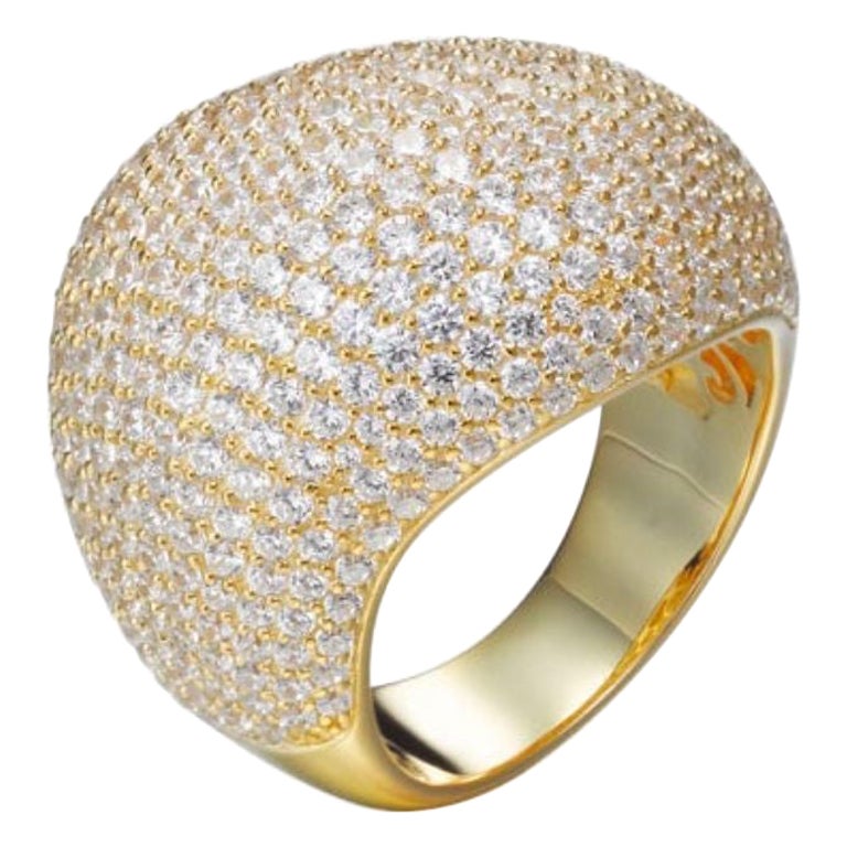 7.40Carat Cubic Zirconia Yellow Gold Plated Designer Lustre Cocktail ...