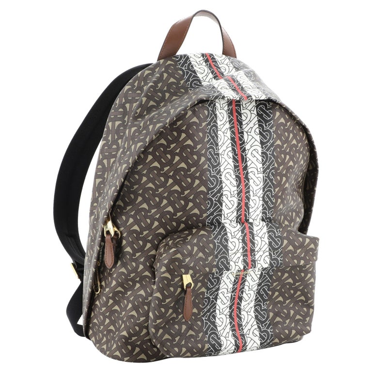 Burberry TB Zip Pocket Backpack Monogram E-Canvas Brown, Print at 1stDibs
