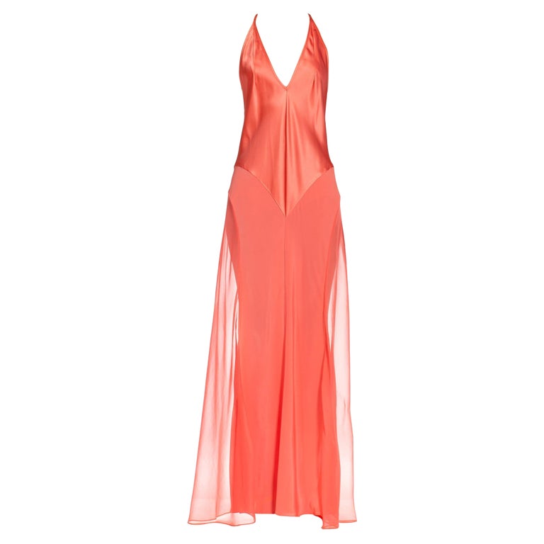 MORPHEW COLLECTION Coral Silk Bias Cut Slip Gown at 1stDibs