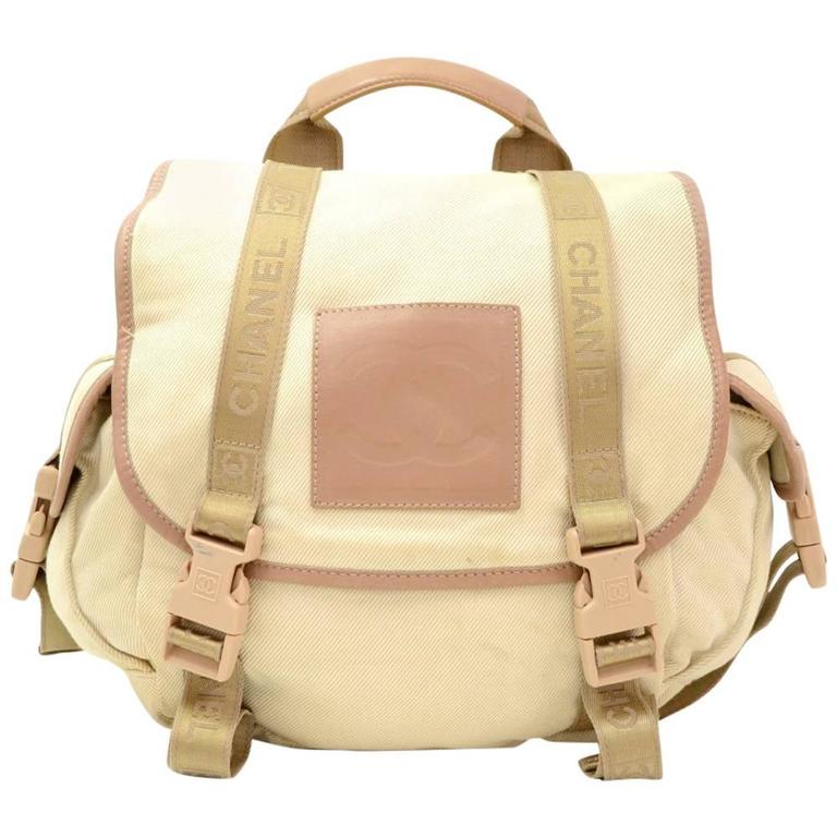 Chanel Sports Line Beige Canvas Backpack Bag at 1stDibs