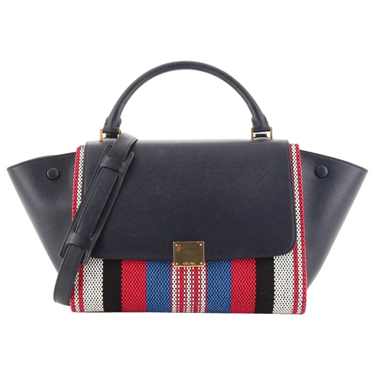 Celine Trapeze Bag Woven Cotton and Leather Small at 1stDibs