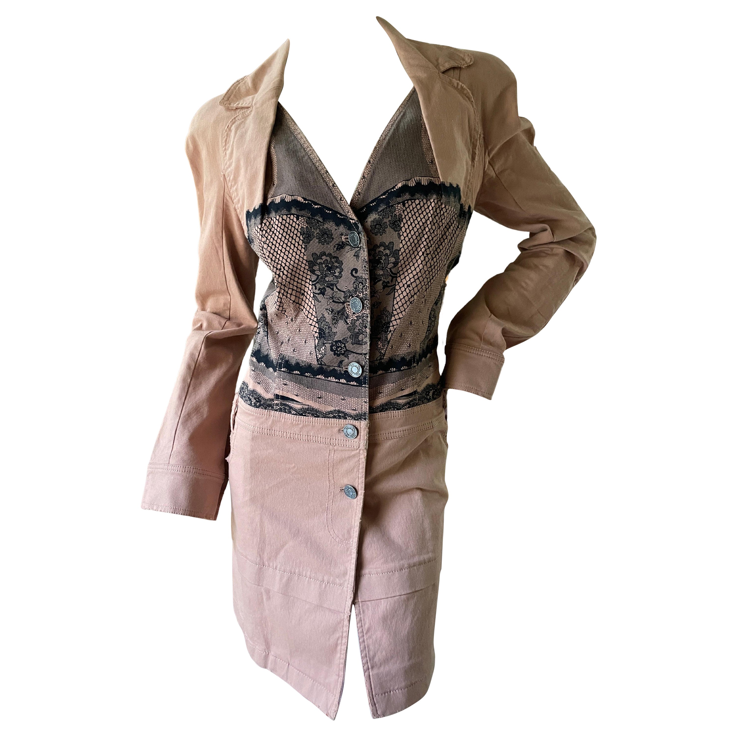 John Galliano Fur Trim Cheosam Top at 1stDibs