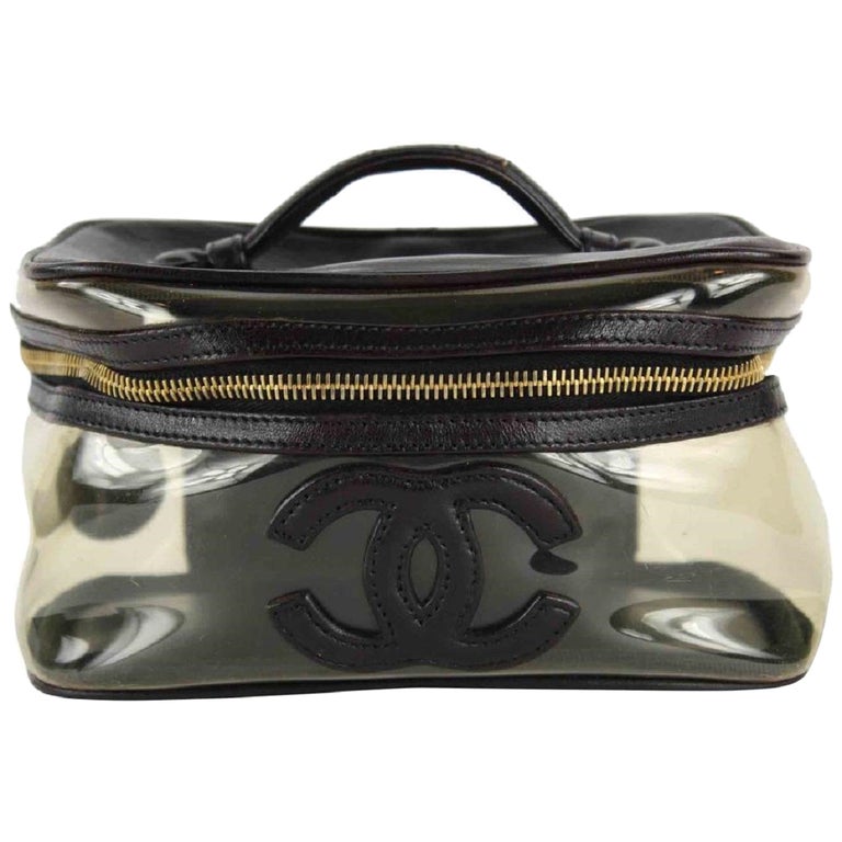 Chanel Clear CC Vanity Case Translucent Box Black Leather 5CCS1216 at ...