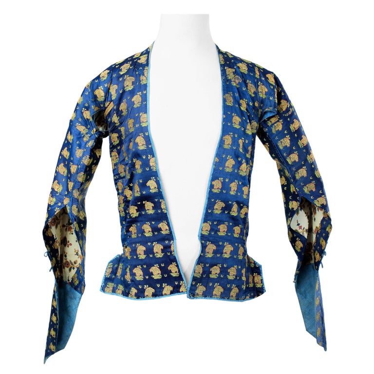 A Persian Jacket in Brocaded Lampas and Printed cotton lining Kadjar ...