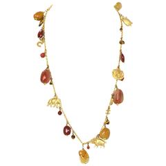 Chanel Amber Stone and Assorted Animal Pendant Charm Necklace For Sale ...