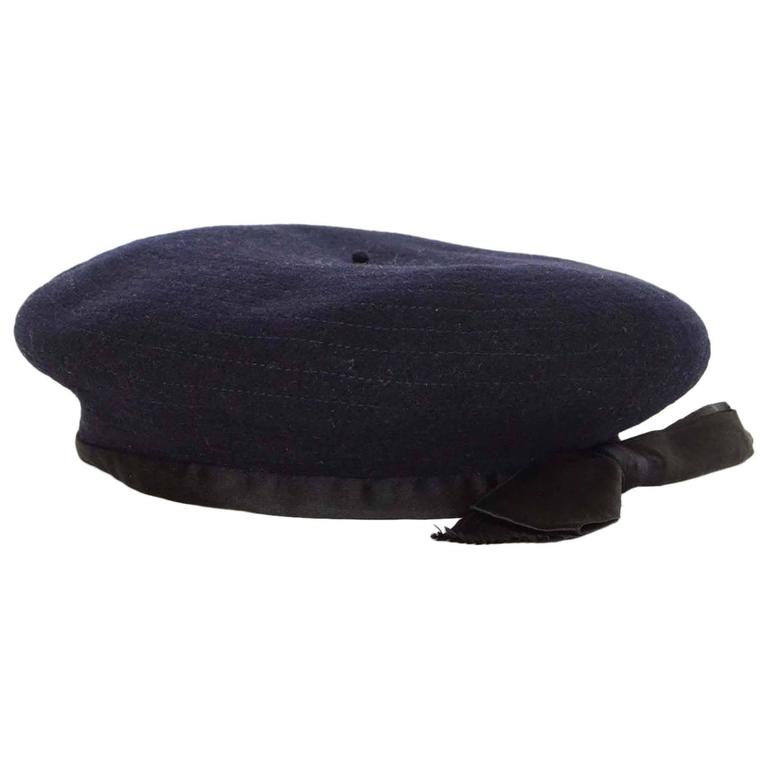 Chanel Vintage '70s Navy Wool Beret Hat at 1stDibs | chanel beret ...