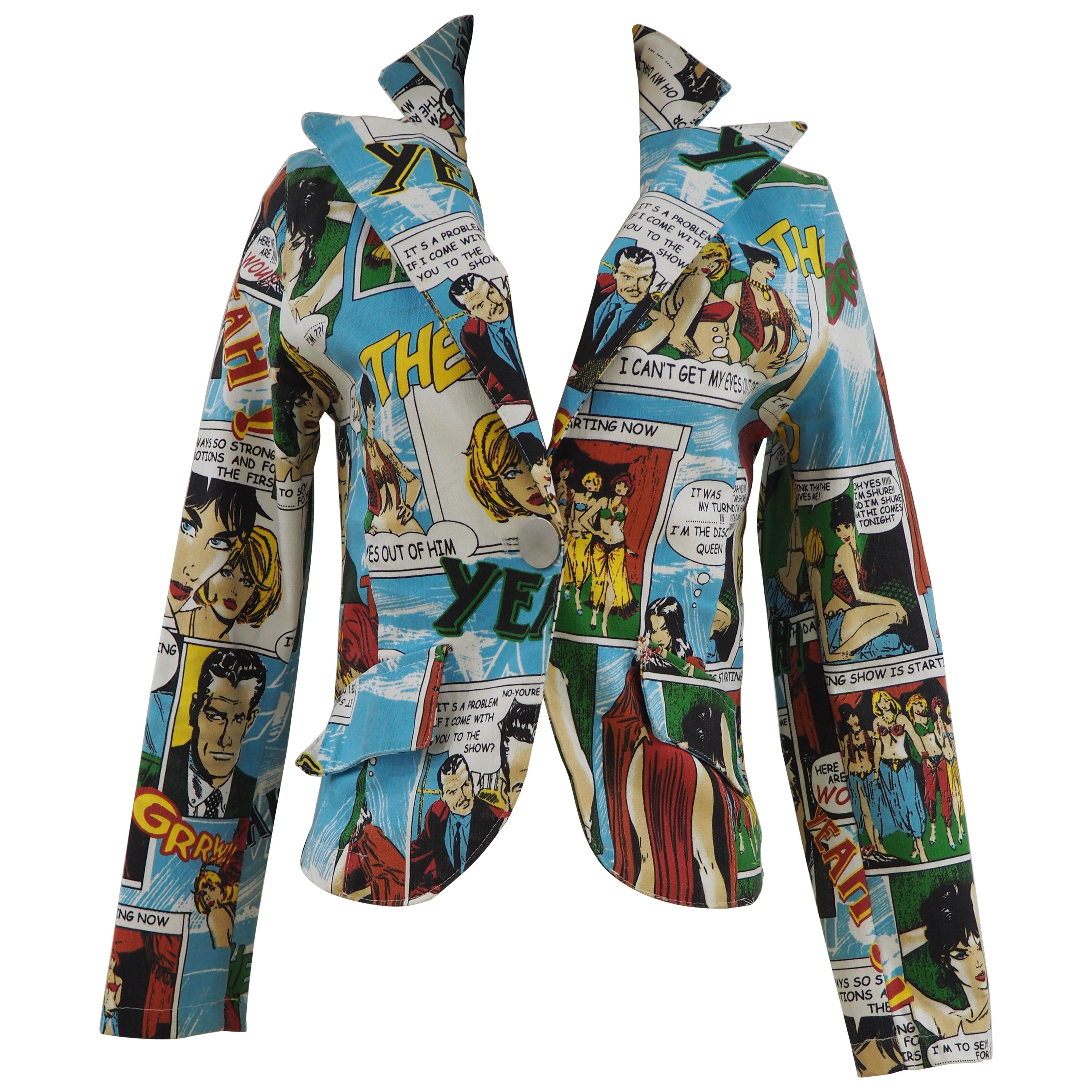 Multicoloured comics vintage jacket at 1stDibs