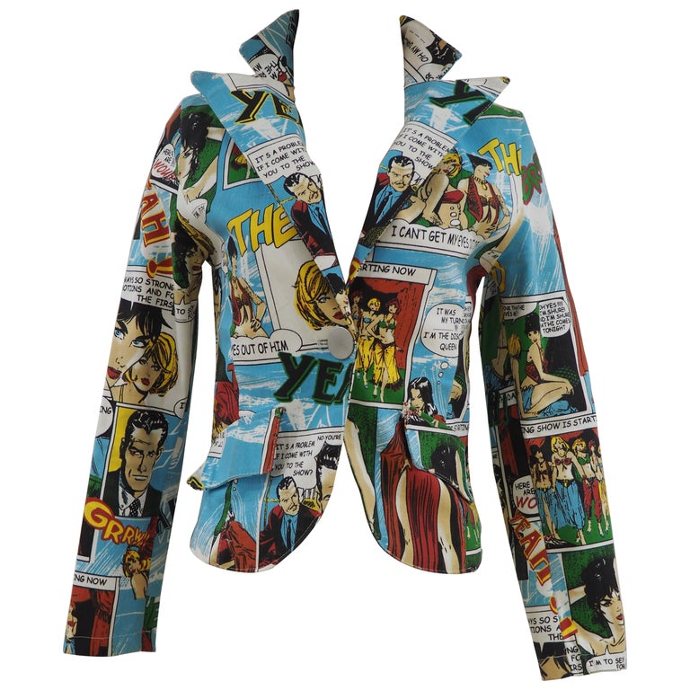 Multicoloured comics vintage jacket at 1stDibs