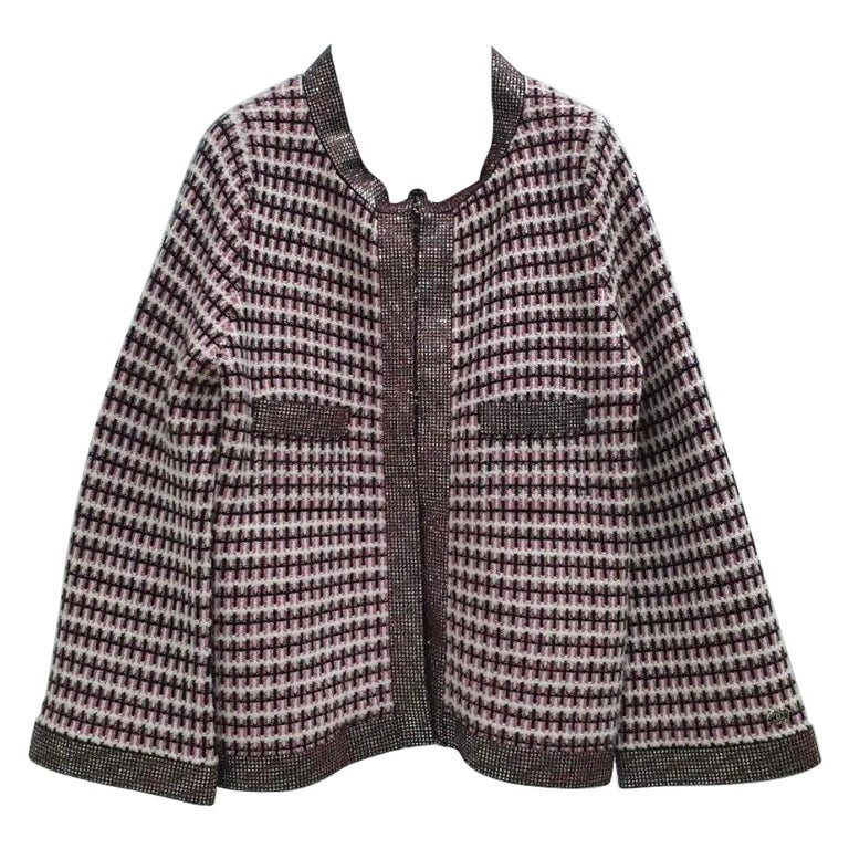 CHANEL 2011 Strass Crystal Trim Cashmere Knit Jacket For Sale at 1stDibs
