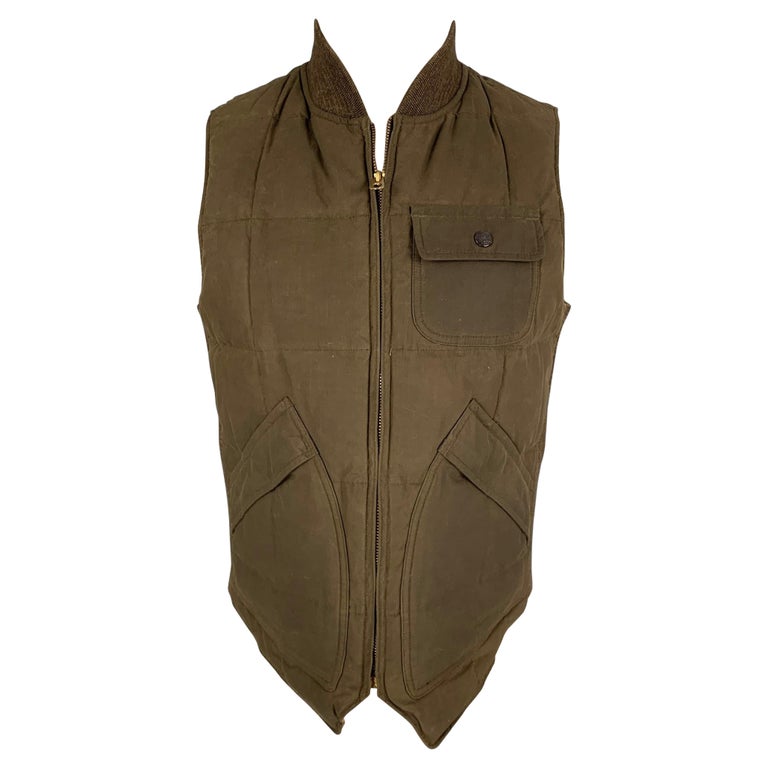 RRL by RALPH LAUREN Size S Brown Quilted Cotton Zip Up Vest at 1stDibs
