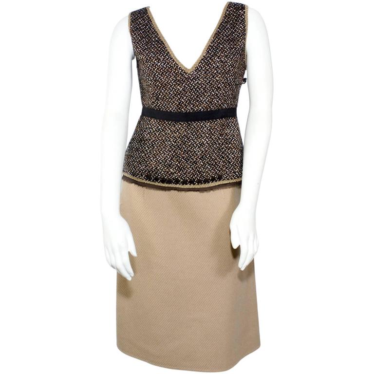 Prada Tweed Two Piece Skirt and Top Suit Set at 1stDibs