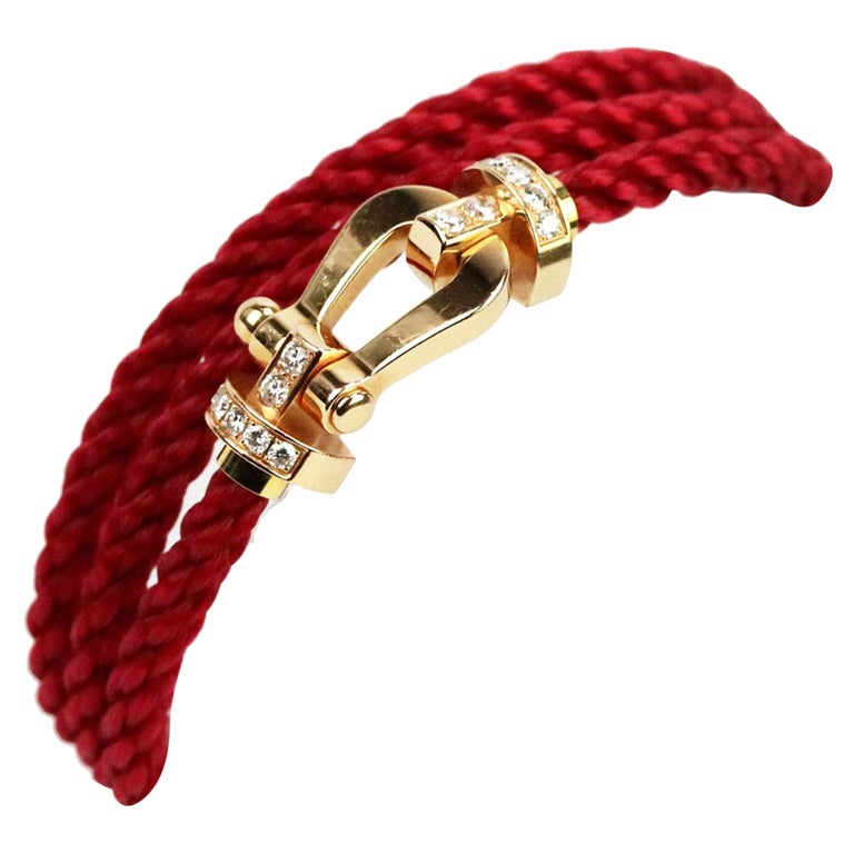 Fred Force 10 Medium 18K Yellow Gold And Diamond Bracelet For Sale at ...