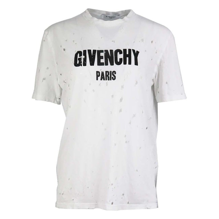 Givenchy Distressed Printed Cotton Jersey T-Shirt Xsmall For Sale at ...