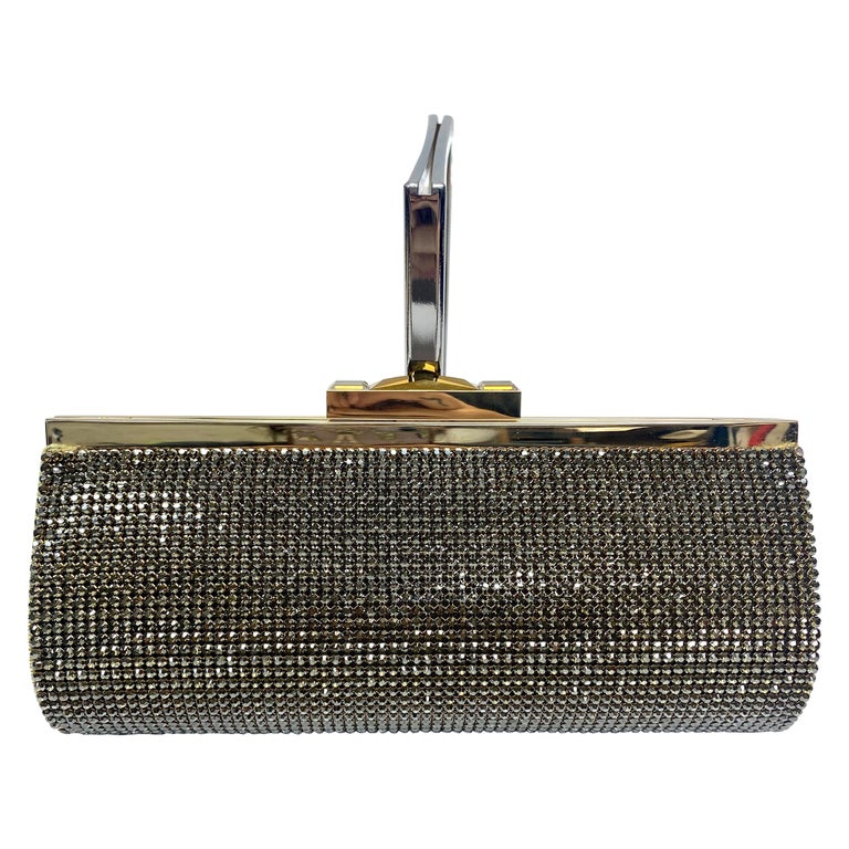 Daniel Swarovski Gold Clutch with Chain Strap For Sale at 1stDibs