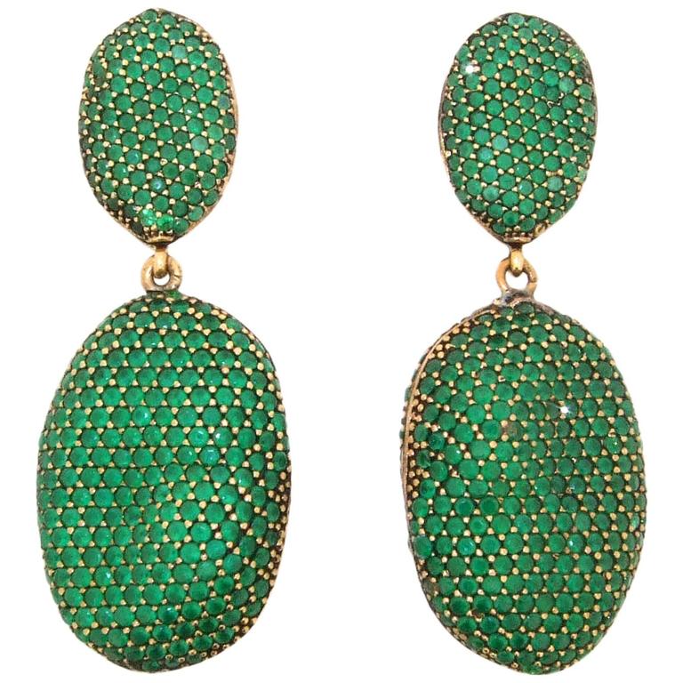 Emerald Green Rococo Pebble Earrings by JCM London at 1stDibs