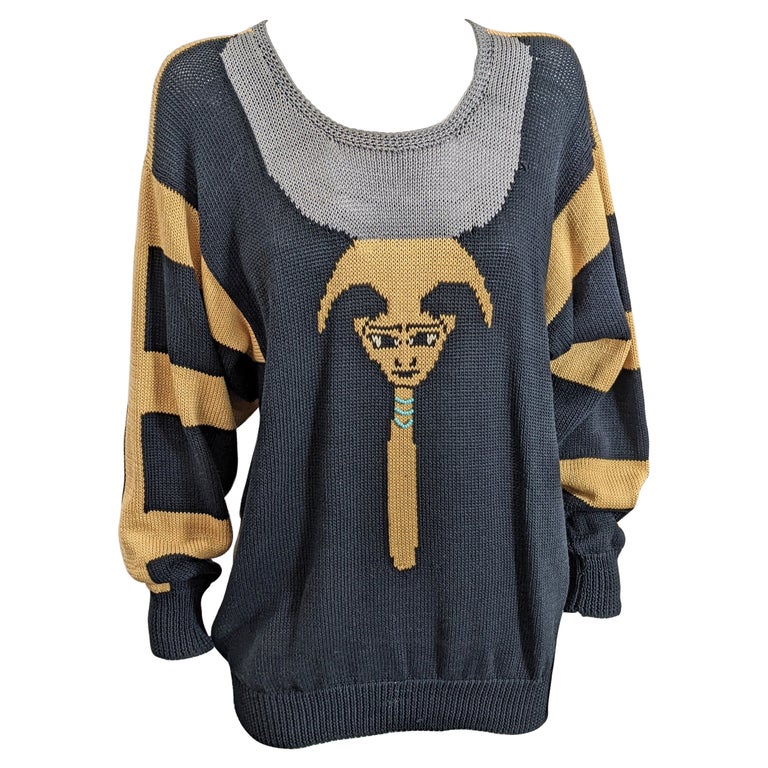 Handknit Eygptian Themed Sweater, Dia North of Boston For Sale at 1stDibs